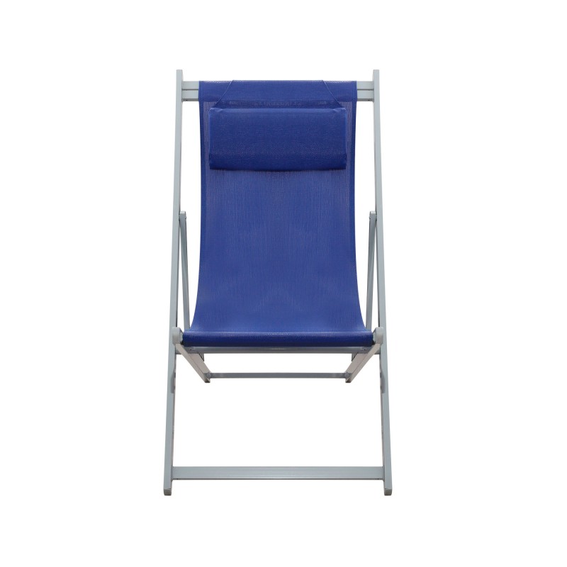 CHILIENNE PLIANTE EN ALUMINIUM AVEC COUSSIN BS02 BLUE PULLMAN