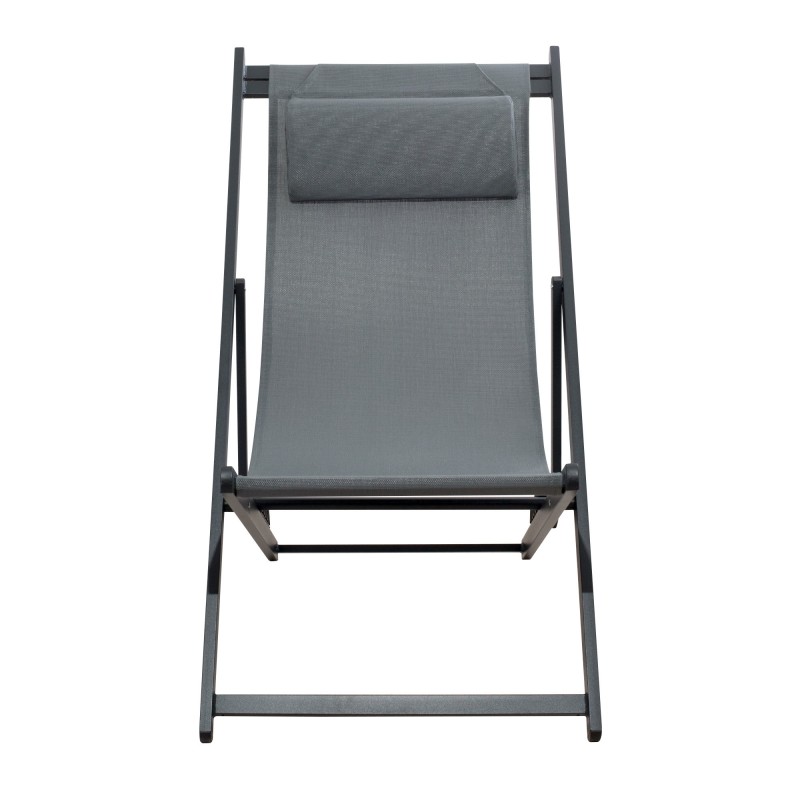 CHILIENNE PLIANTE EN ALUMINIUM AVEC COUSSIN BS02 GREY PULLMAN