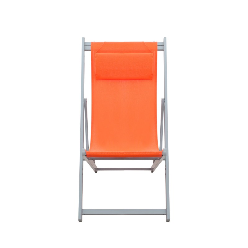 CHILIENNE PLIANTE EN ALUMINIUM AVEC COUSSIN BS02 ORANGE PULLMAN